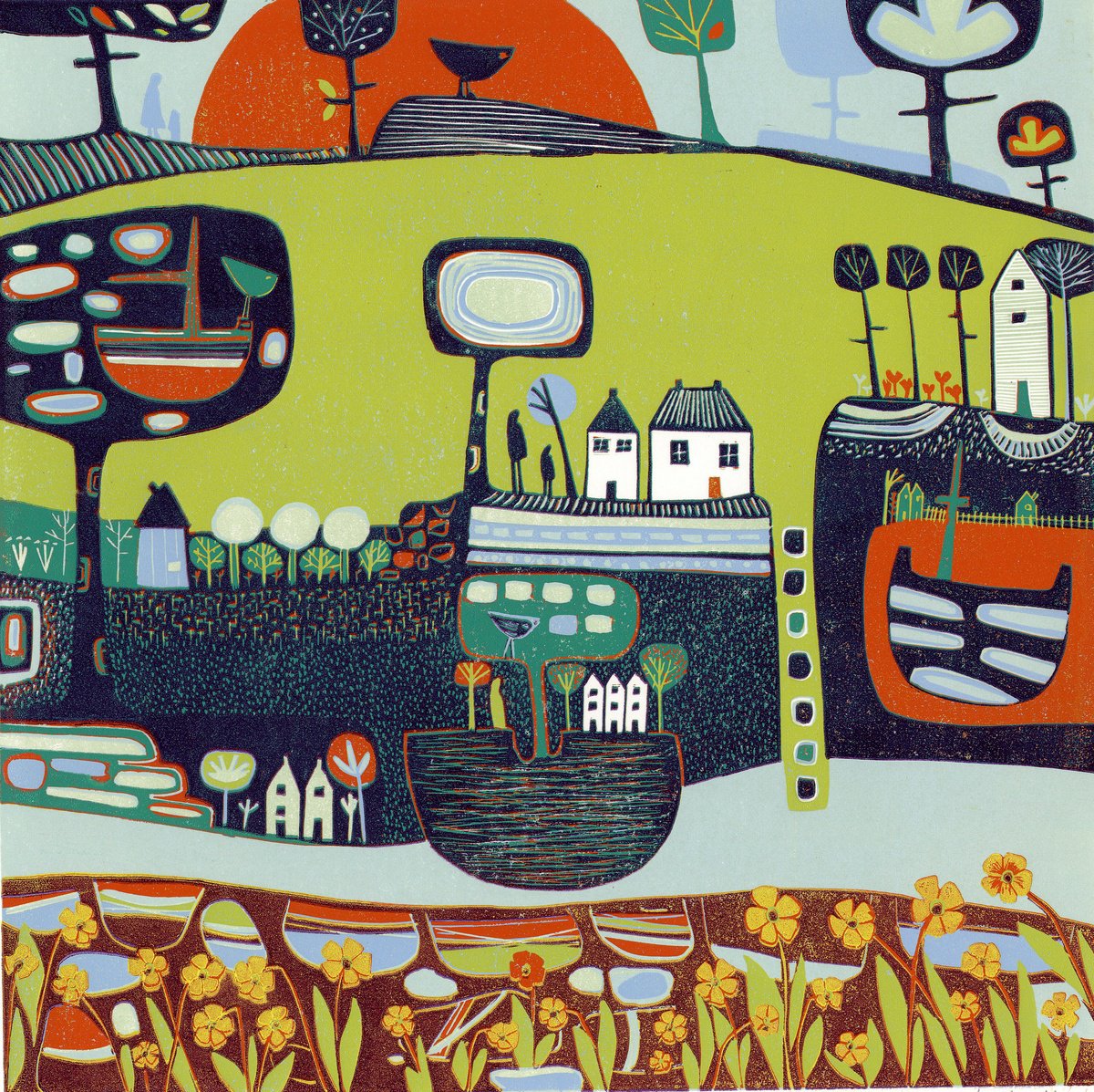 'A Glorious Sight' Linocut: Layla Khani (aka Laylart) | Artfinder