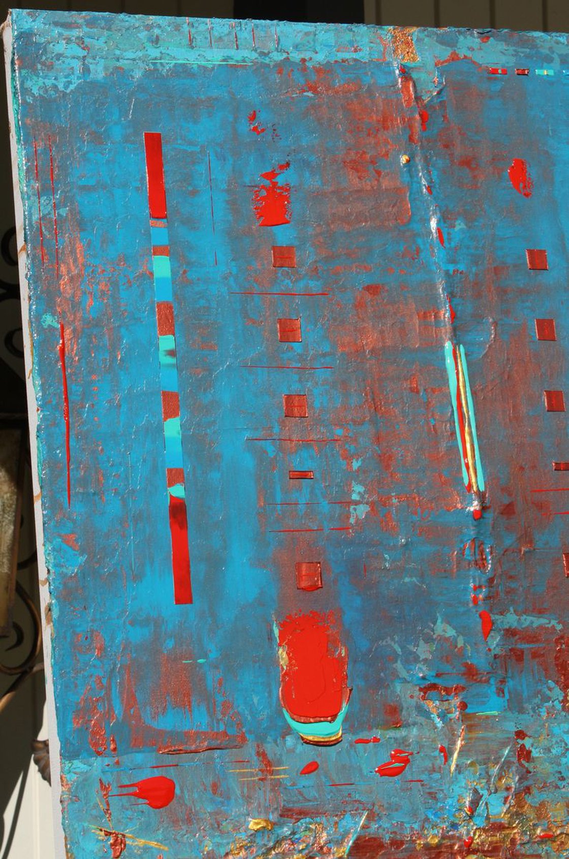 Primitive Blue, Red, Copper Abstract Concept Acrylic painting: Robert ...