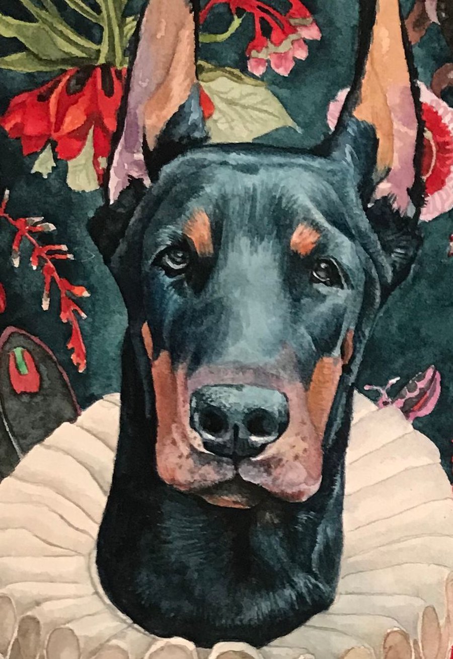 Doberman Watercolour by Lisa Lennon | Artfinder