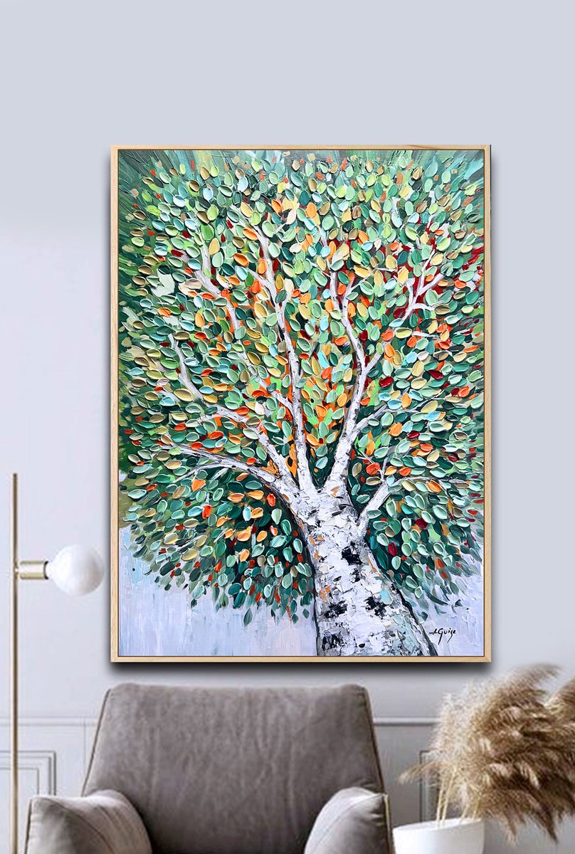 Golden Green Tree Acrylic painting: Lana Guise | Artfinder