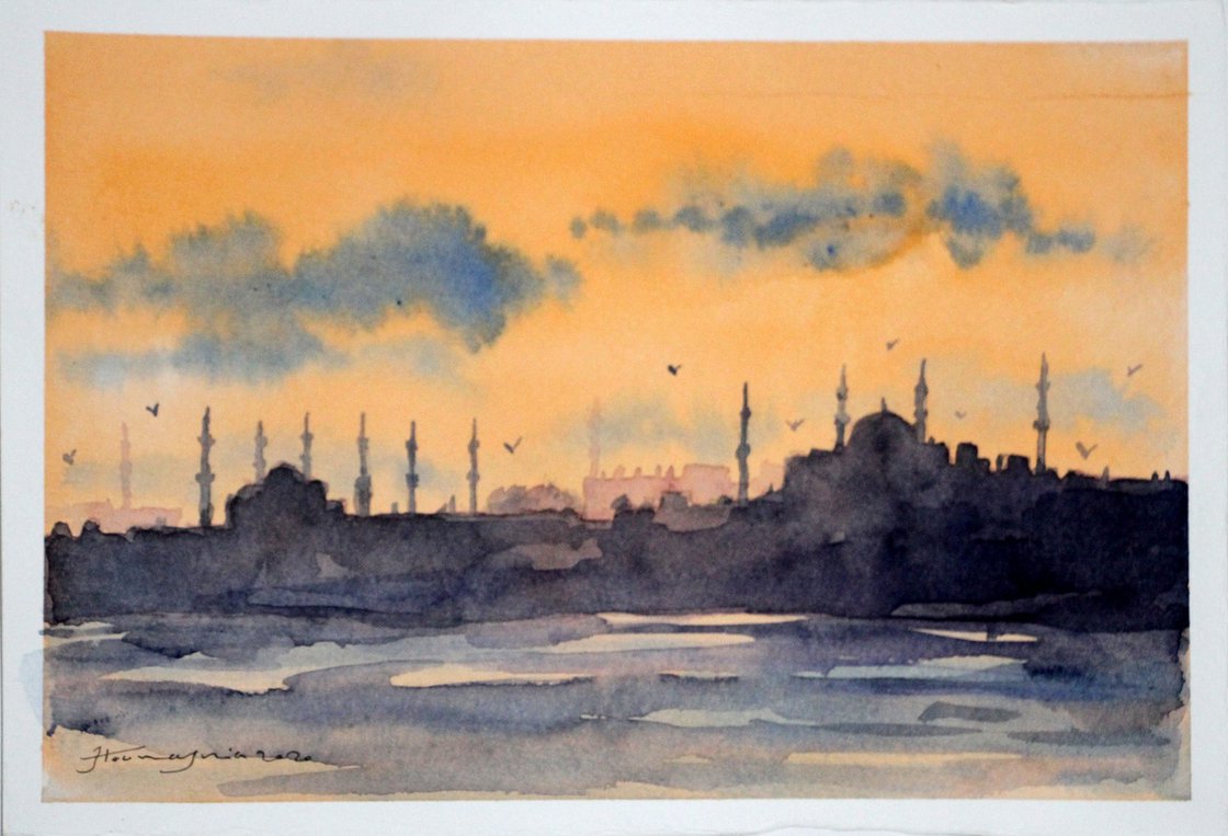 ISTANBUL SILHOUETTES 5, Watercolor on paper, 25 x 17 cm Watercolour by ...