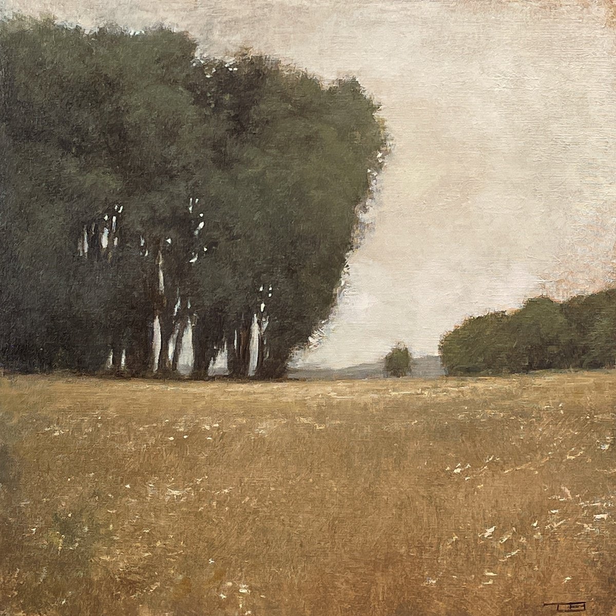 Country Afternoon 230214, Tonal landscape and trees impressionist oil ...