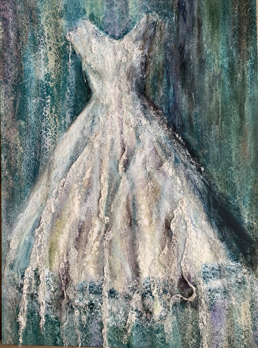 Miss Havisham’s wedding dress Mixed-media painting: Suzsi Corio | Artfinder