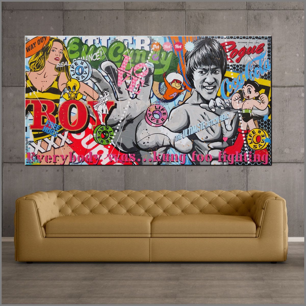 I Know Kung Foo 190cm x 100cm Bruce Lee Urban Pop Art Spray paint ...