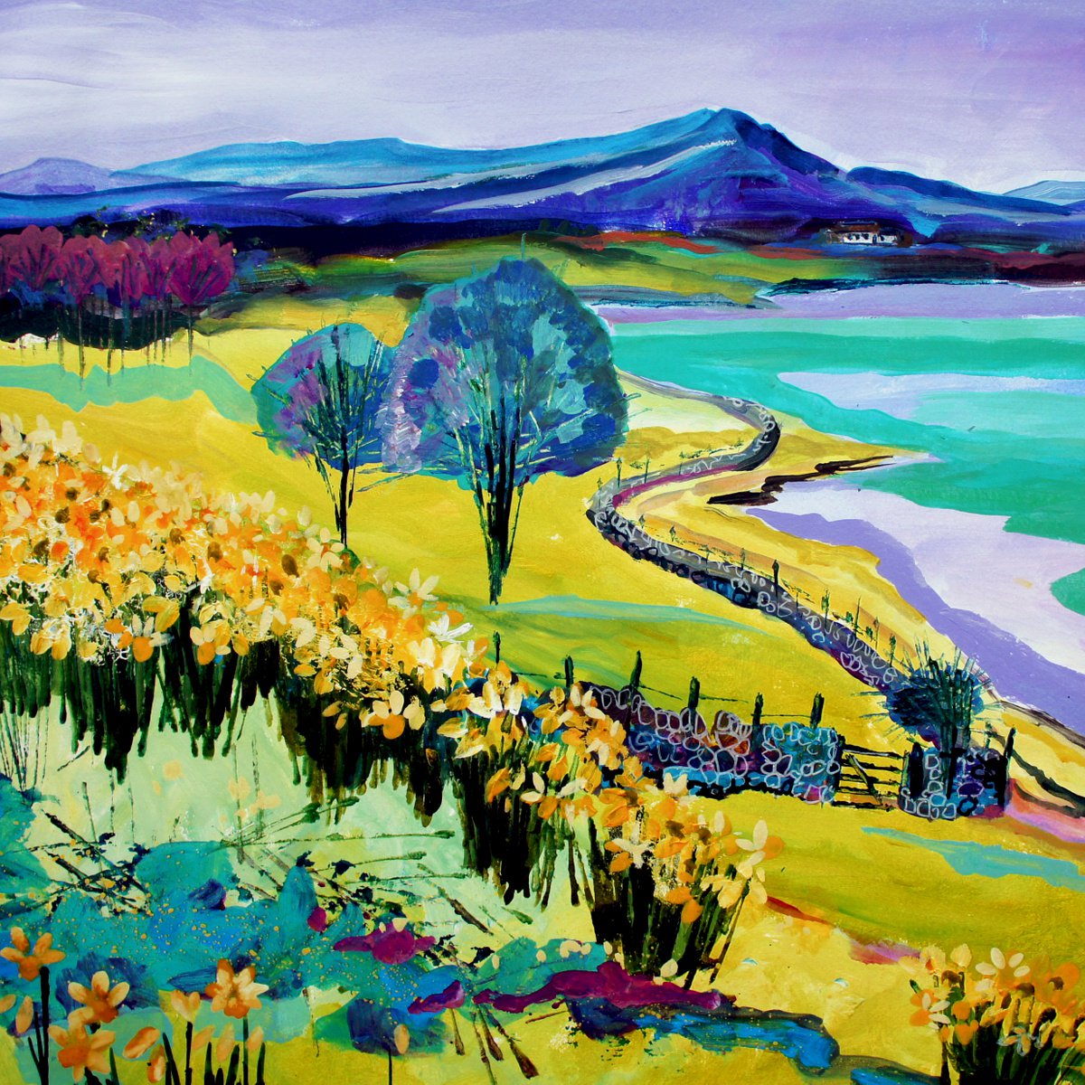 Grasmere Daffodils Acrylic painting by Julia Rigby | Artfinder