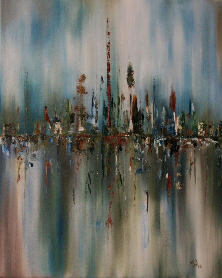 Landscape abstract - Winter on the Lake Oil painting: Matthew Withey ...