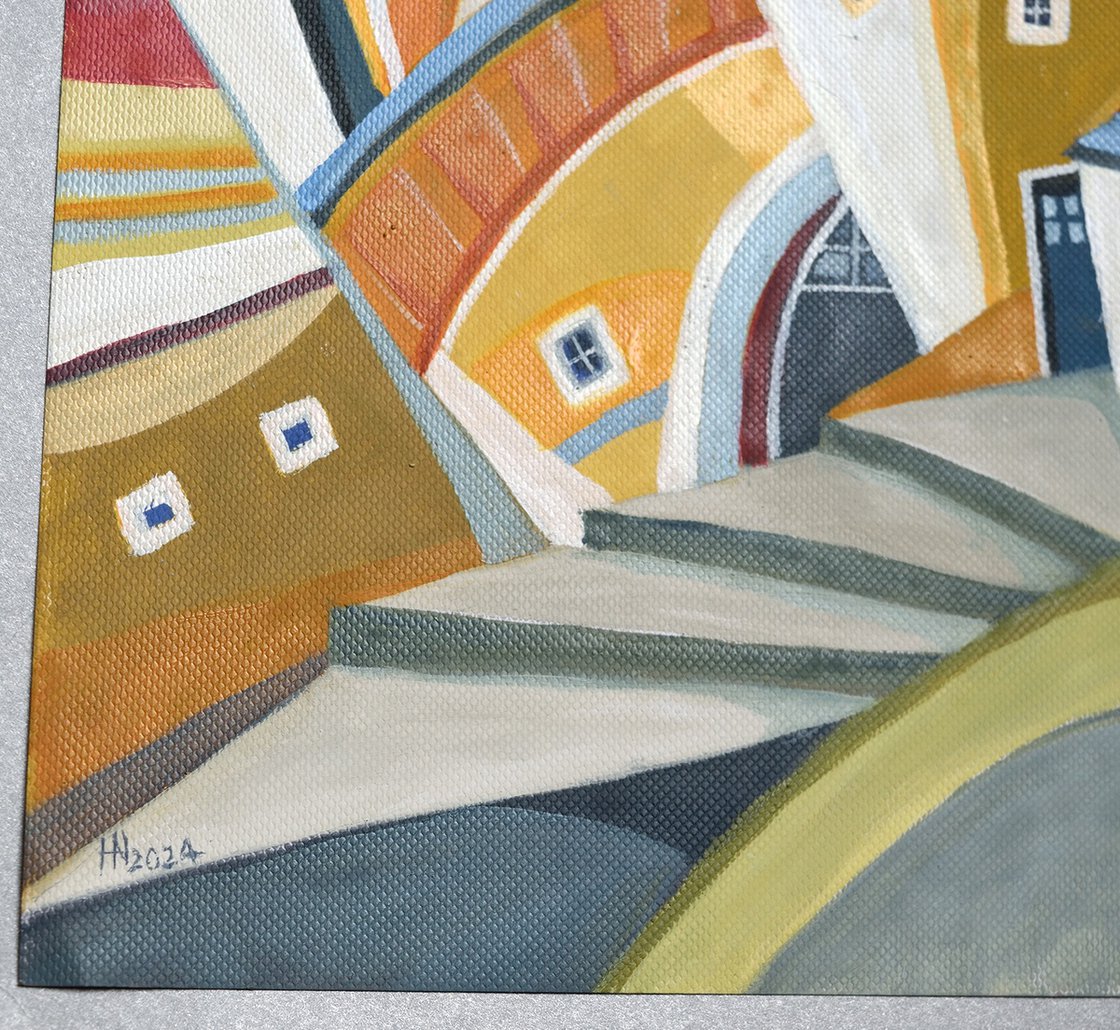 Crimson Roofs Oil painting: Aniko Hencz