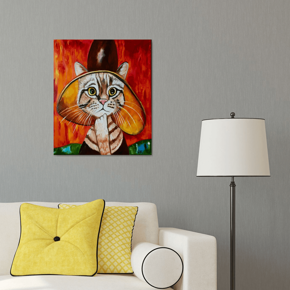 Cat - thinker inspired by Amedeo Clemente Modigliani Oil painting: Olga ...