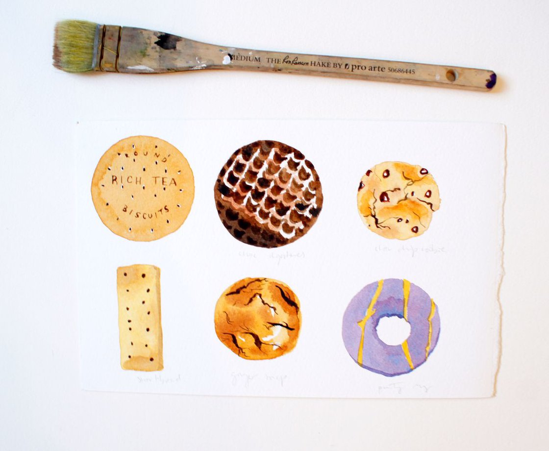 ORIGINAL Watercolour Painting of British Biscuits Watercolour by Hannah ...
