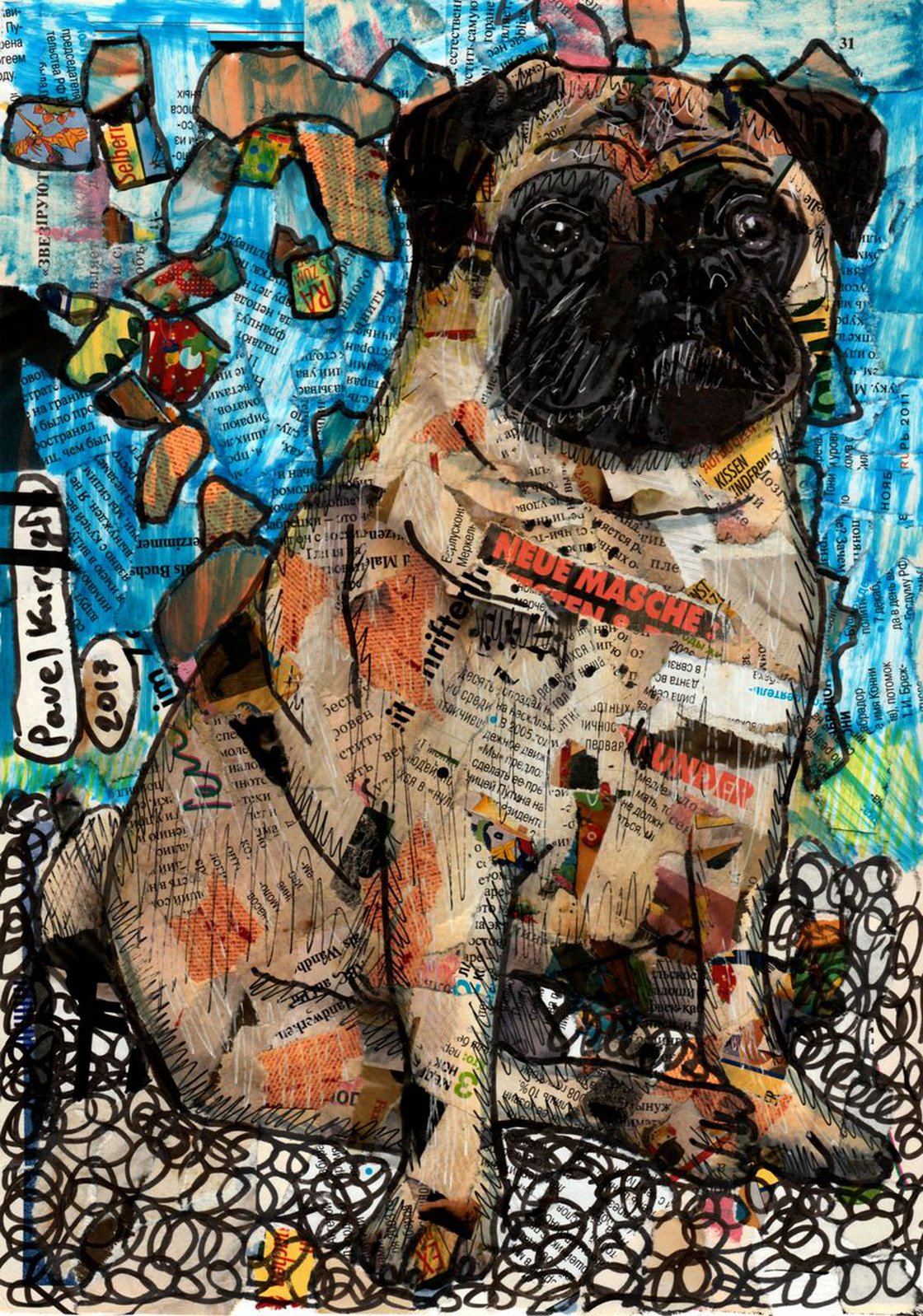 Famous Pug Collage: Pavel Kuragin | Artfinder
