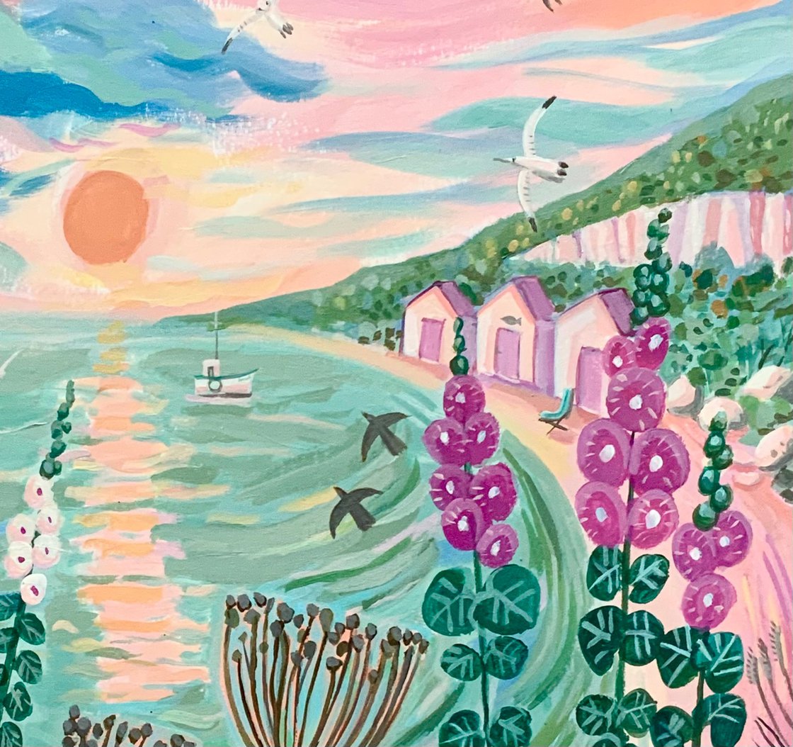 Original Acrylic Painting - by the Sea by Mary Stubberfield