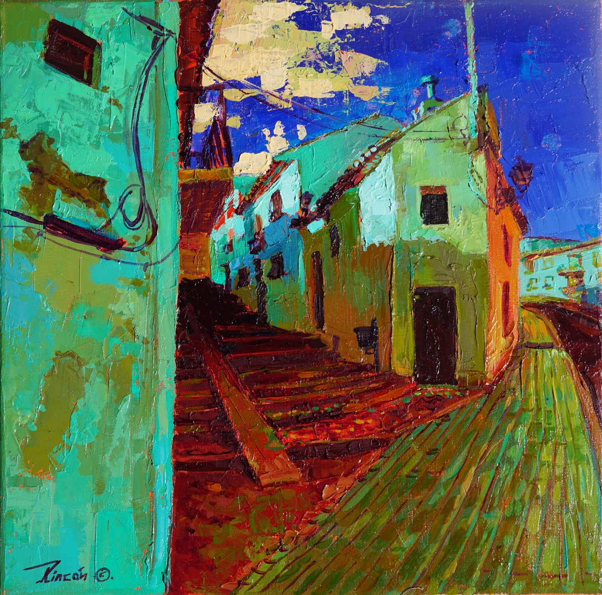 A street on the way Oil painting by Luis Rincon | Artfinder