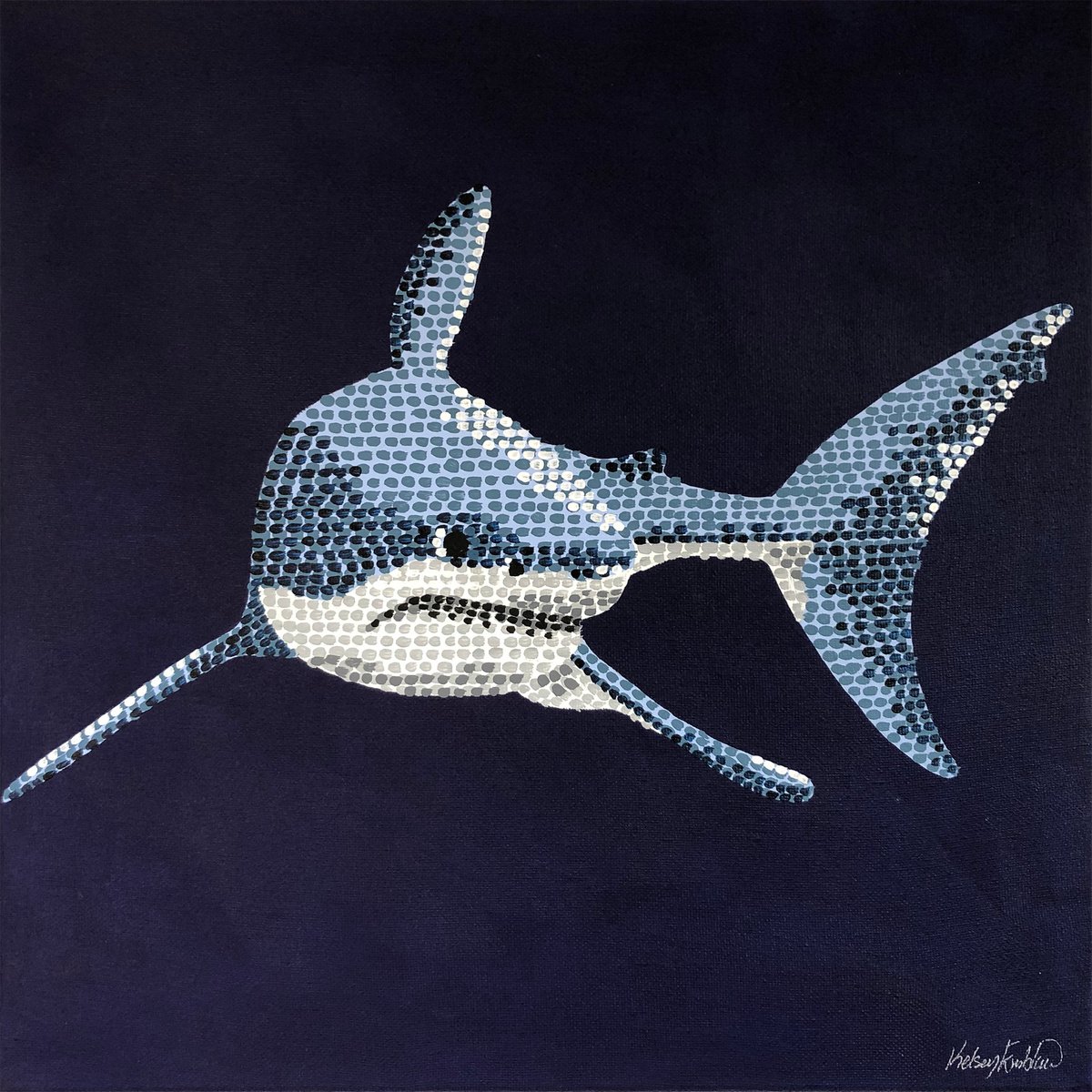 The Great White Shark - pointillism painting Acrylic painting: Kelsey ...