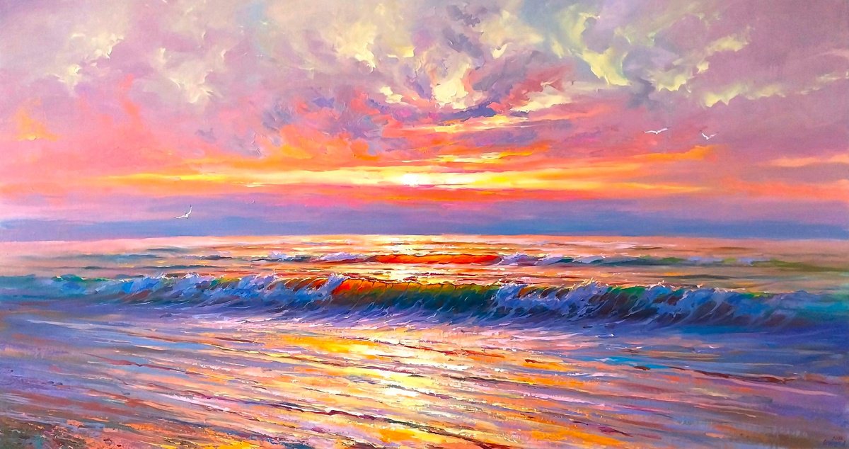 Sunrise on sea Oil painting: Andrej Ostapchuk | Artfinder