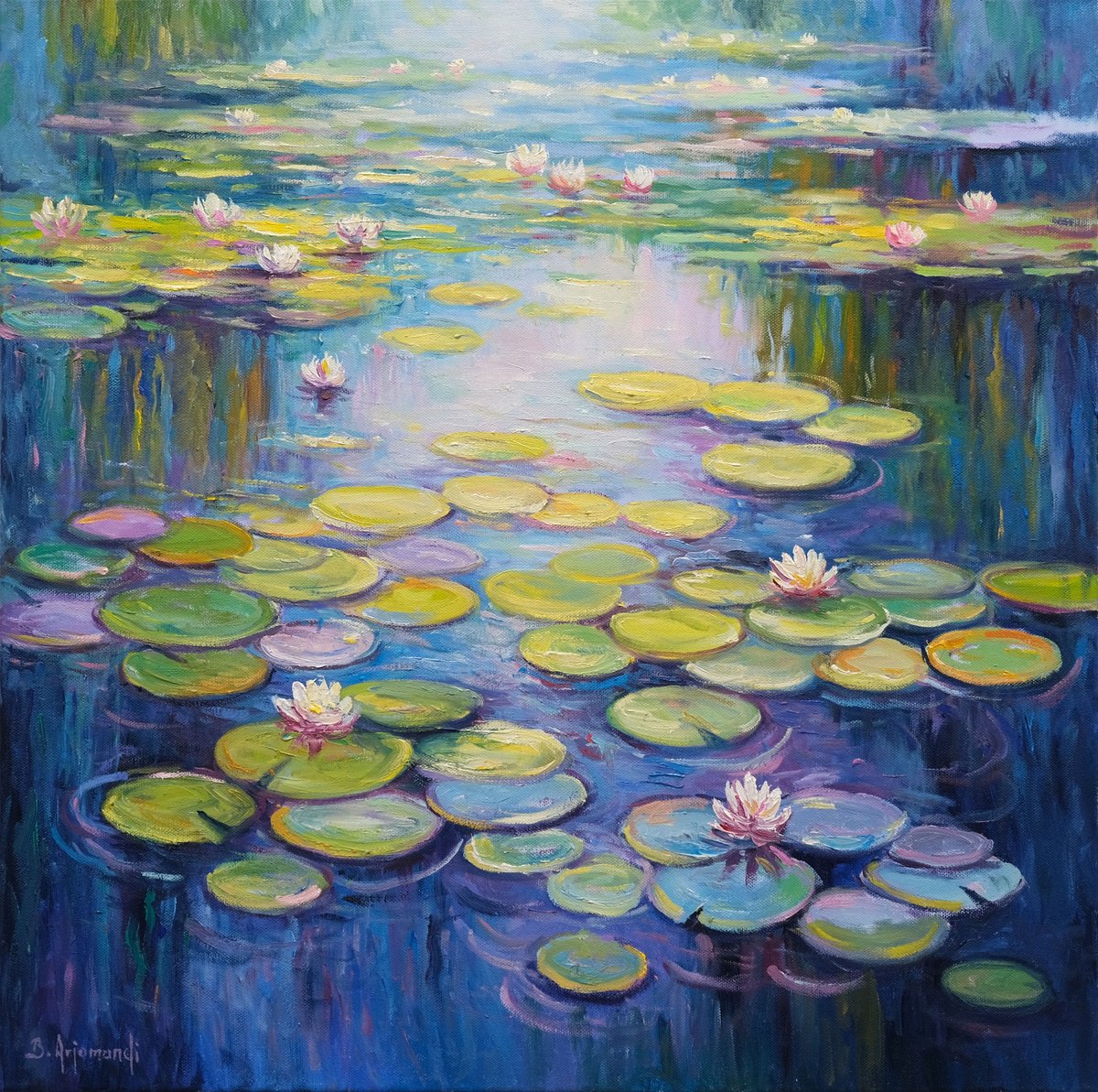 Water Lilies Pond Oil painting: Behshad Arjomandi | Artfinder
