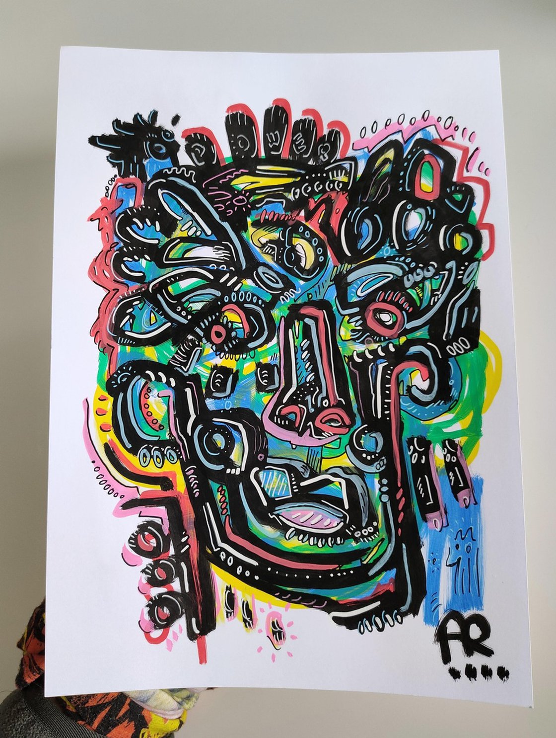 FLOW FACE Acrylic painting by Ángel Rivas | Artfinder