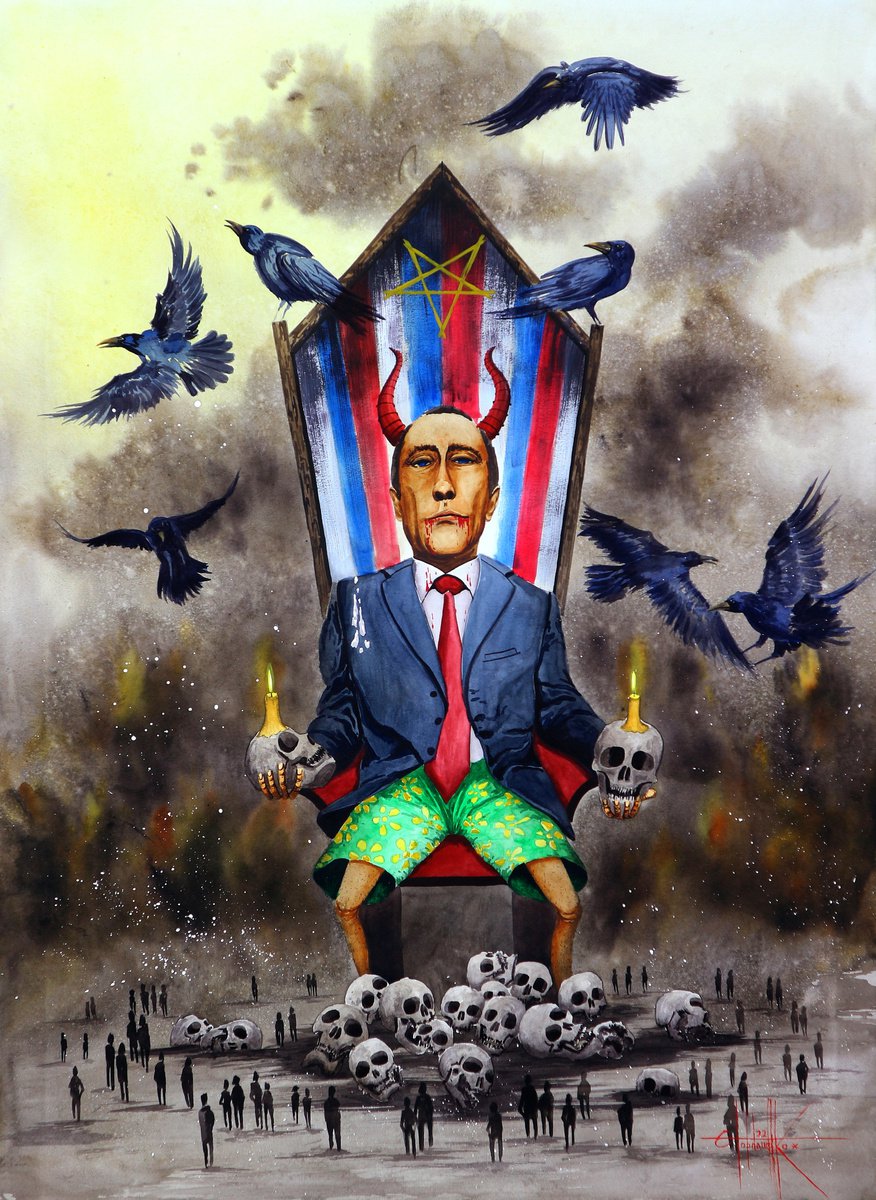 Original Watercolour - Russian "devil" 2022 Watercolor on Paper 76X56 ...