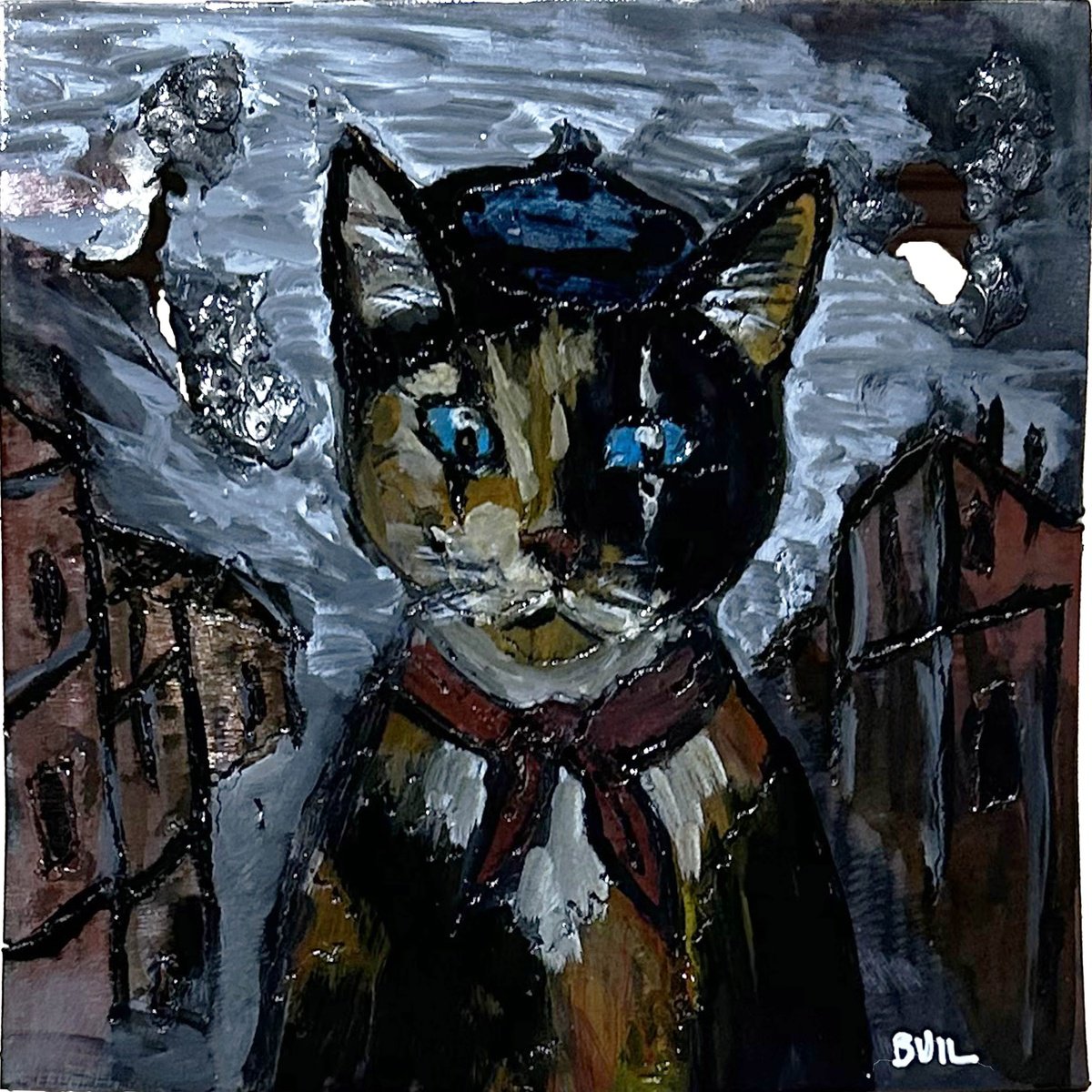 Wall sculpture - Parisien titi Cat Mixed-media sculpture: Philippe Buil ...