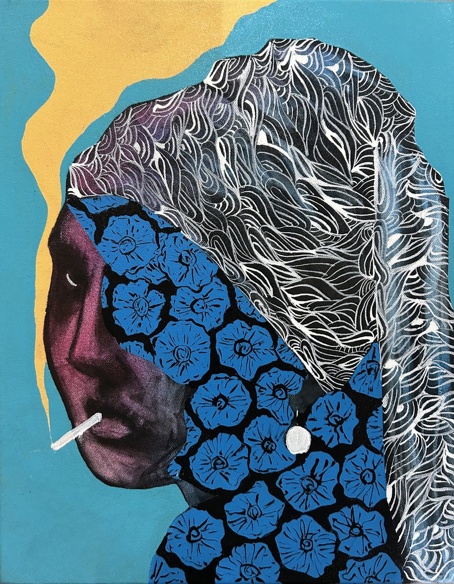 No I don't own the pearls Mixed-media painting: Lee Ellis | Artfinder