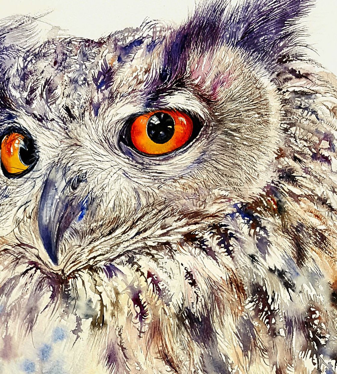 Watchful Owl Watercolour by Arti Chauhan | Artfinder