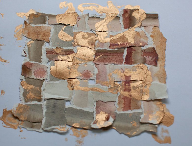 Golden Earth paper weaving collage Collage by Liliya Rodnikova | Artfinder
