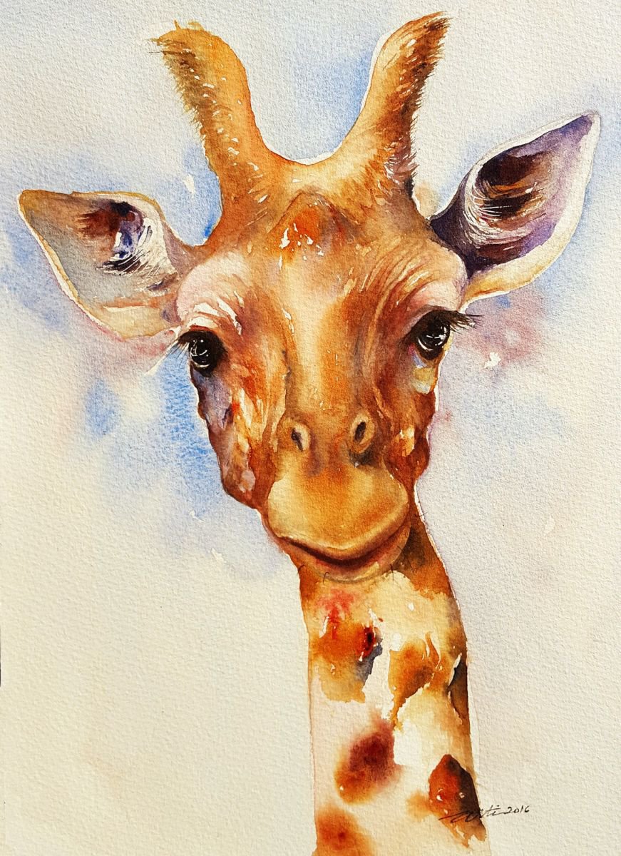 Giffy the Giraffe Watercolour by Arti Chauhan | Artfinder