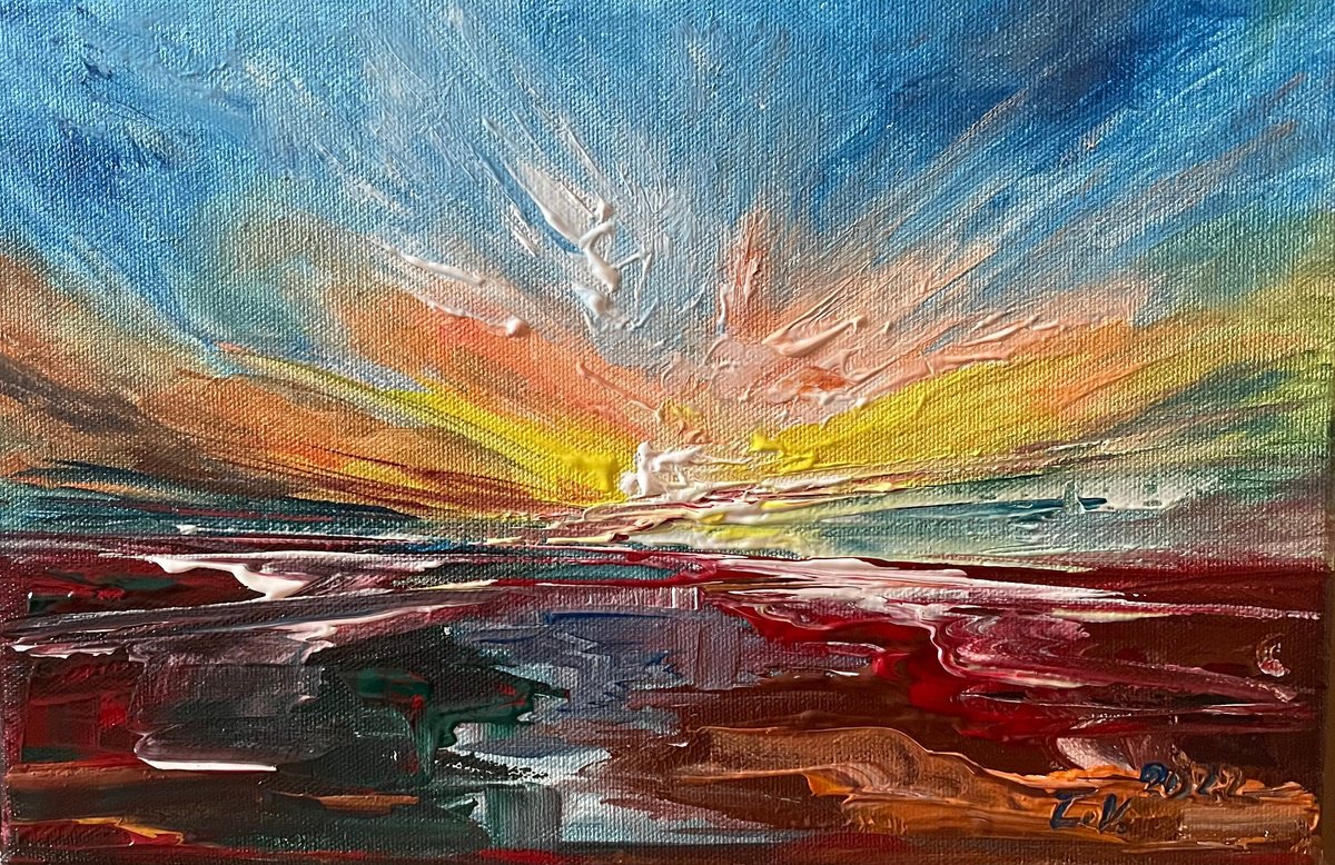 Abstract Sunset Acrylic painting: Timea Valsami | Artfinder