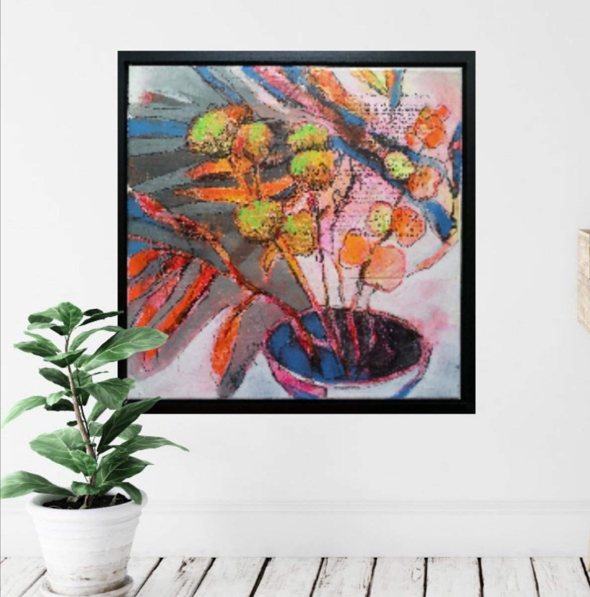 Dried cut flowers Mixed-media painting: Olga David | Artfinder