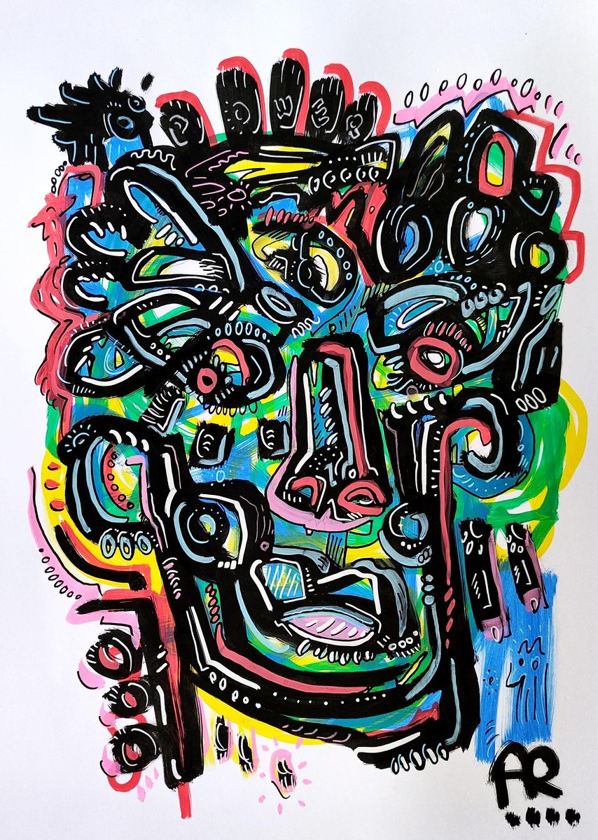 FLOW FACE Acrylic painting by Angel Rivas | Artfinder