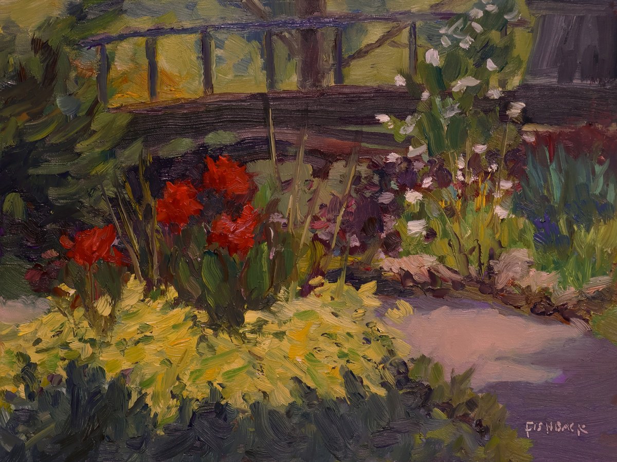 Colorful Summer Garden Oil painting: Daniel Brian Fishback | Artfinder