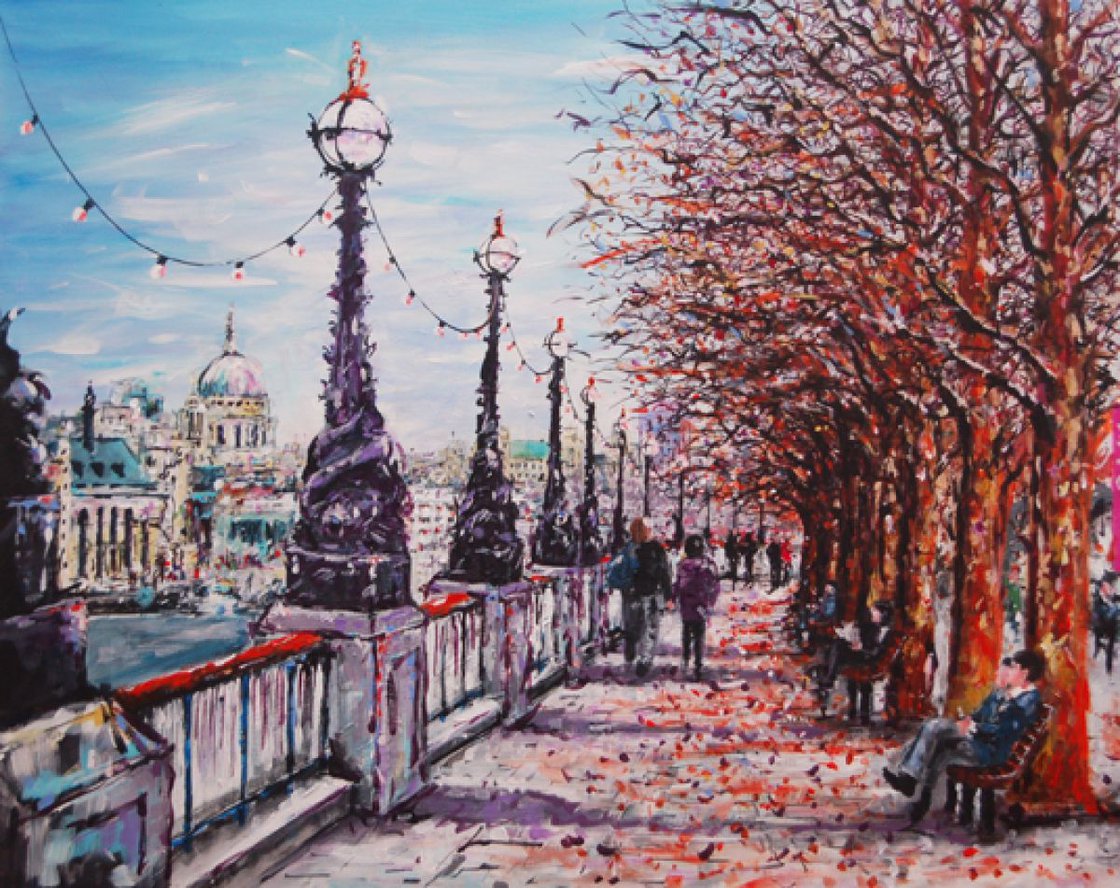 Autumn on the Embankment Acrylic painting by Ewen Macaulay | Artfinder