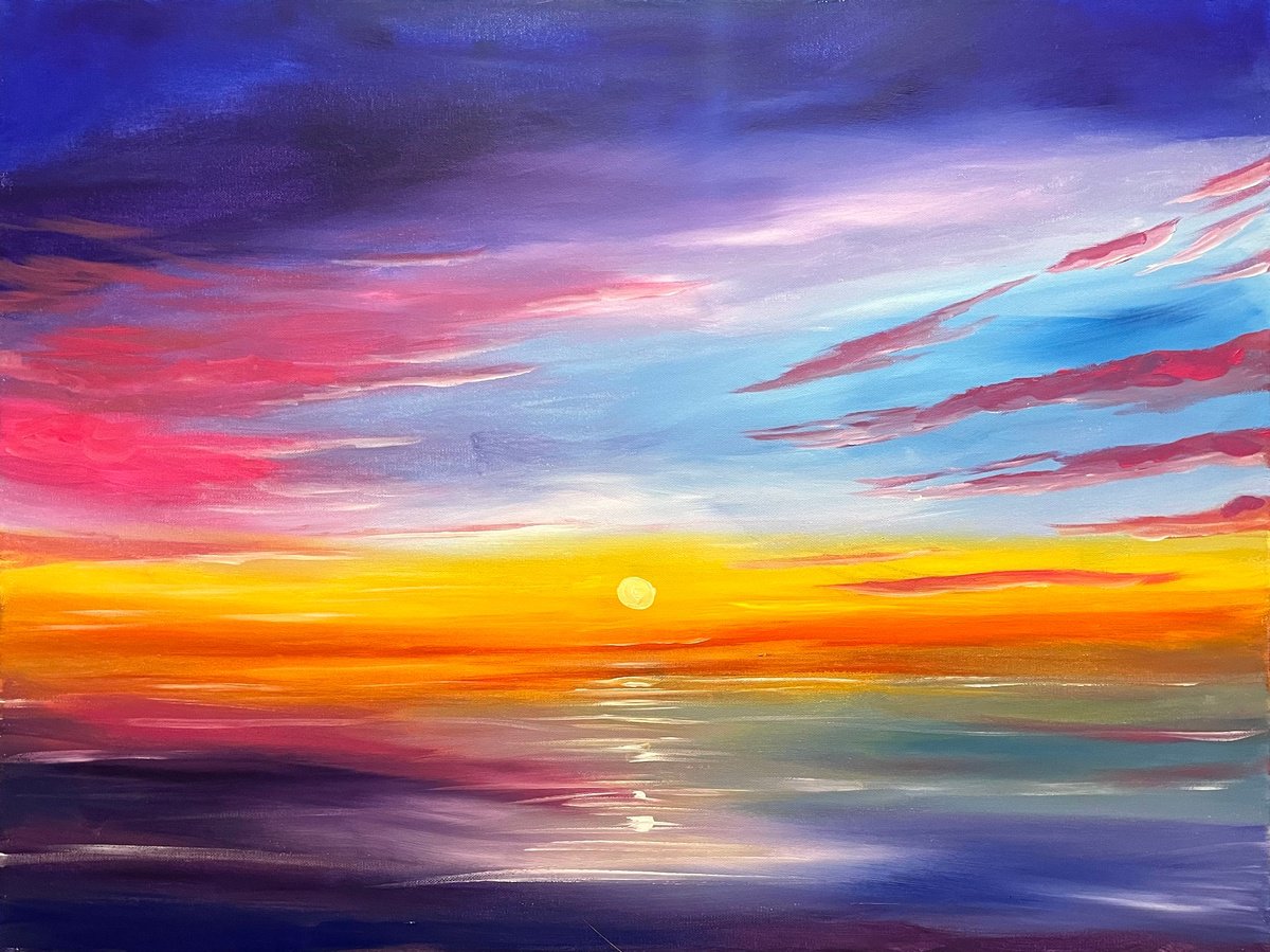 Delightful Sunset Sky Acrylic painting: Aisha Haider | Artfinder