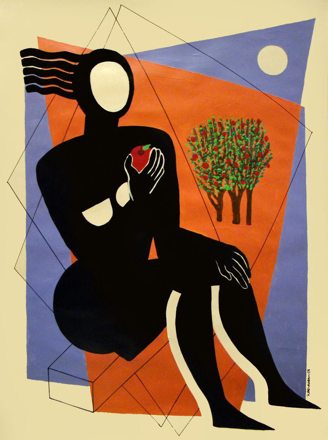 The Moon and the Apple Orchard Acrylic painting by Koola Adams | Artfinder