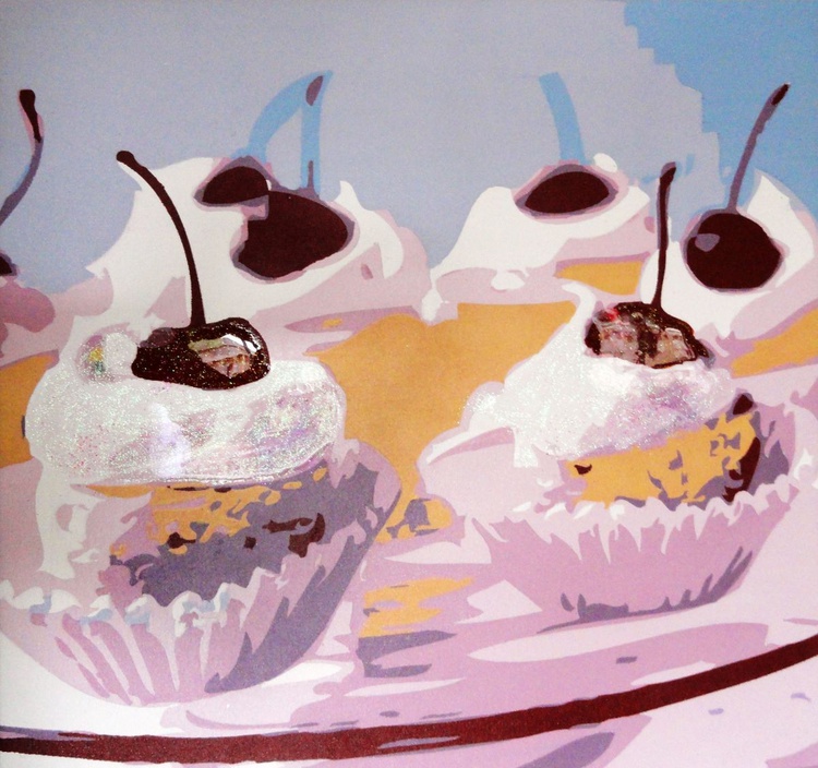 Six Cherry Cup Cakes by Sue Rowe | Artfinder