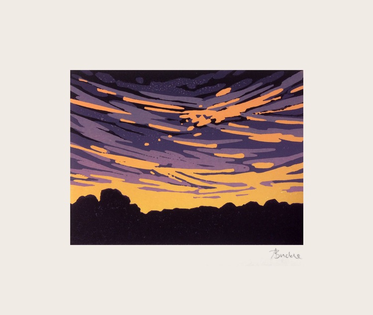 Abstract Sunset Linocut by Alexandra Buckle | Artfinder