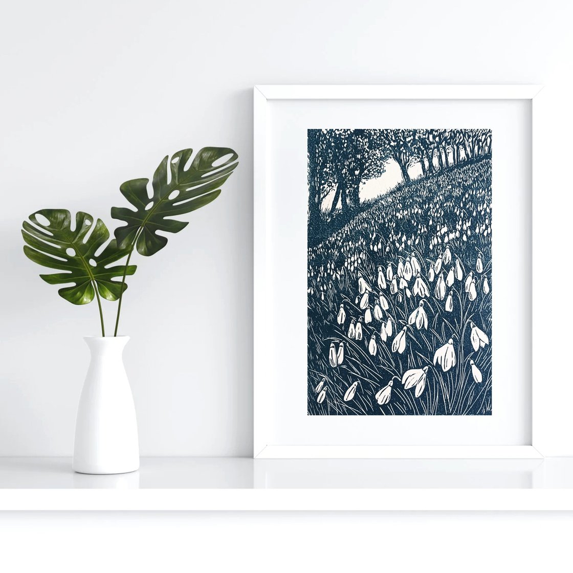 Snowdrop Wood Linocut: Jo Biggadike | Artfinder