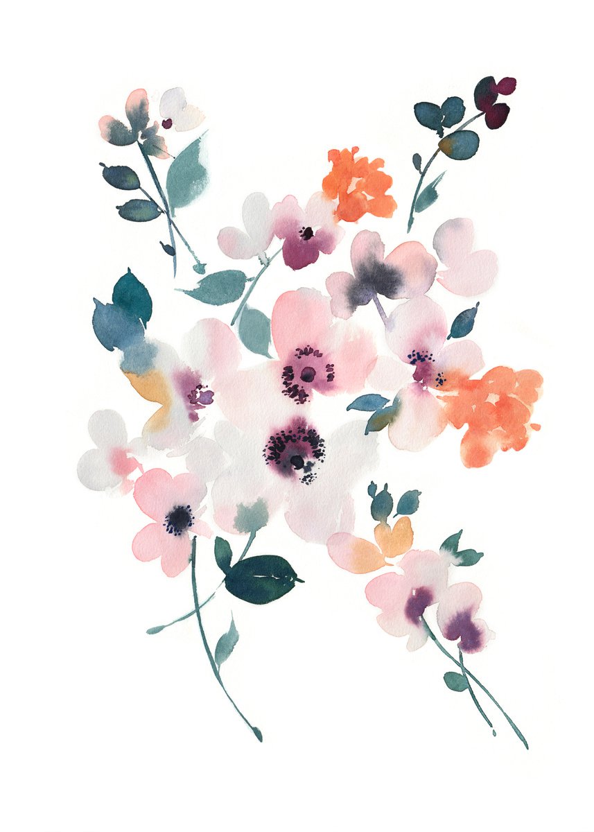 Abstract Watercolor Florals I Watercolour by Anja Boban | Artfinder