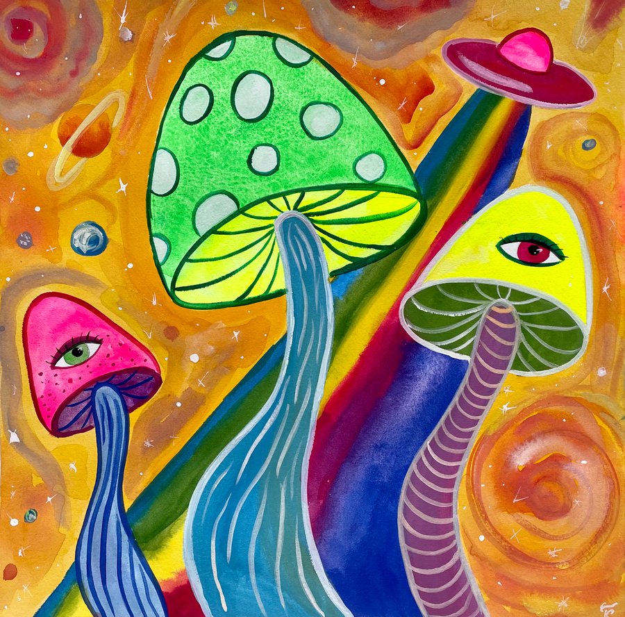 Trippy Painting, Trippy Draws, Trippy Wall Art, Original Watercolor ...