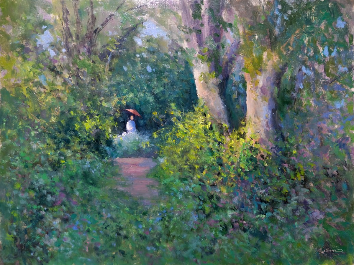 She's back in the Garden Oil painting by Pascal Giroud | Artfinder