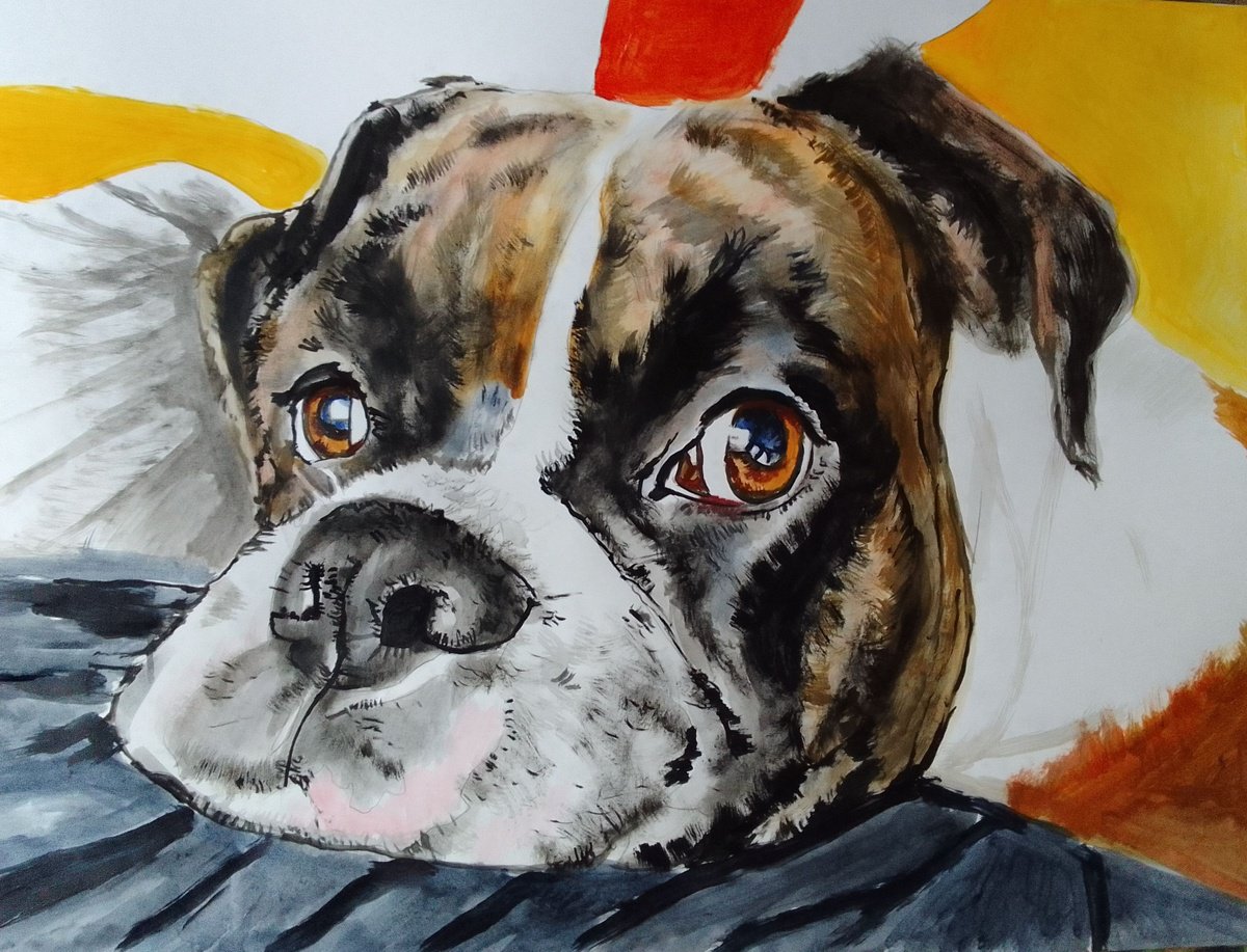 Boxer dog Acrylic painting: Soso Kumsiashvili | Artfinder