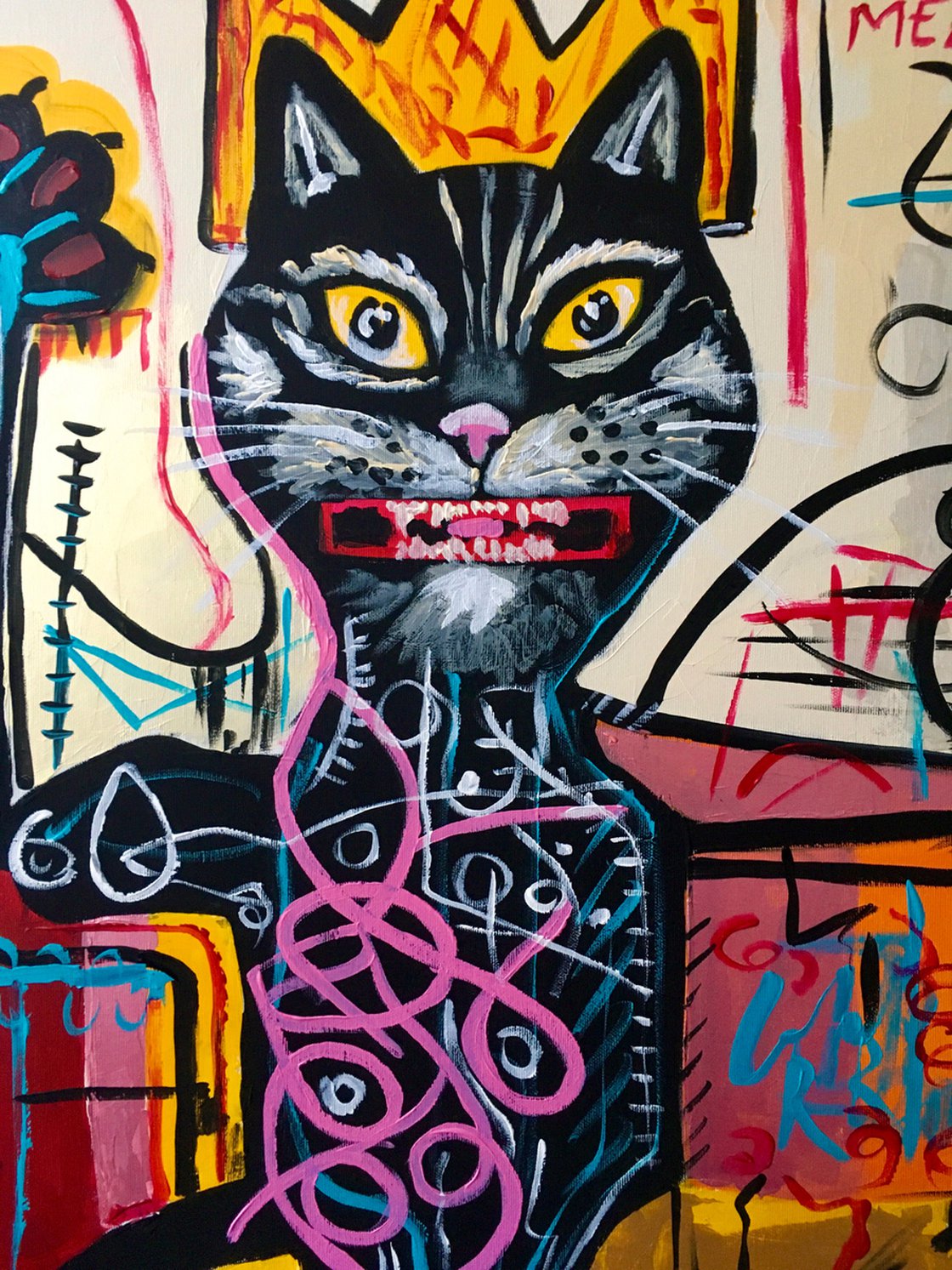 Black Cat King, ( 32 x 24 inches, 81 x 61 cm ) version of painting by ...