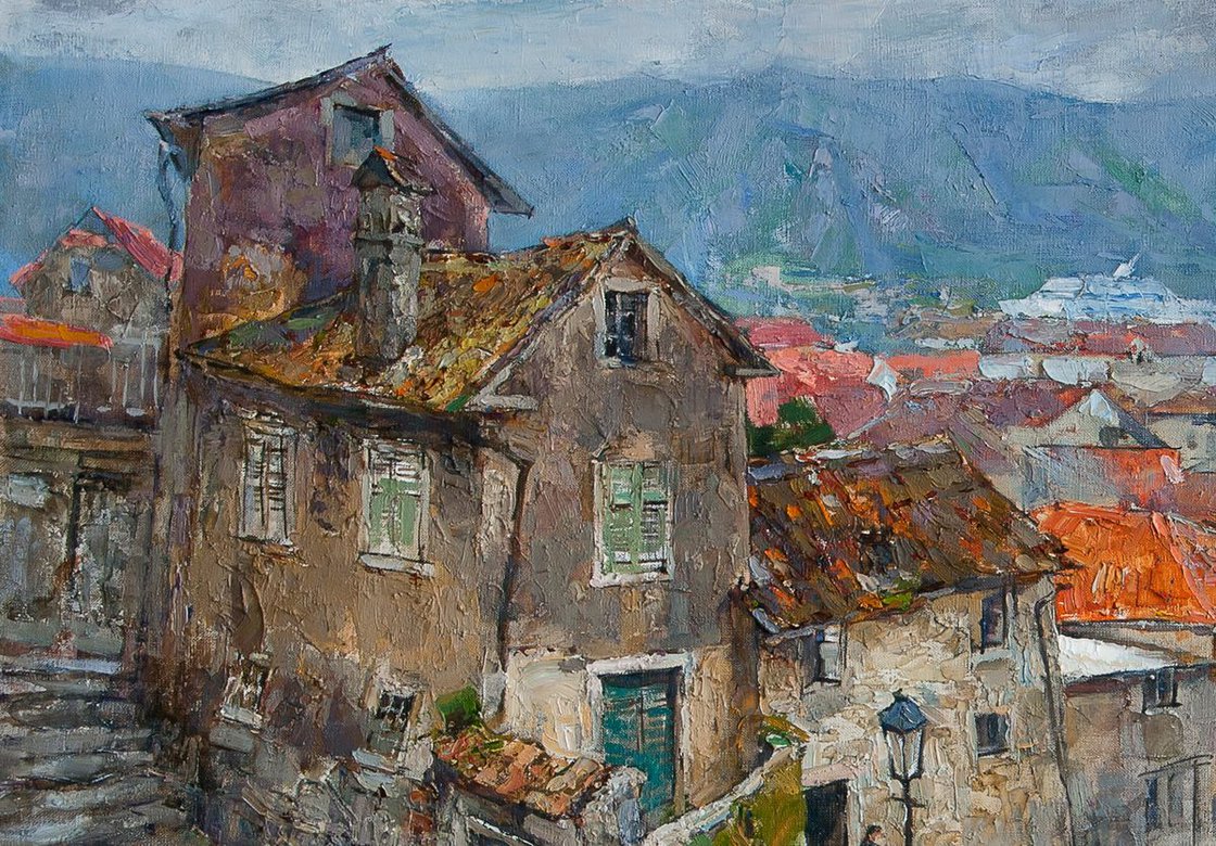Old Kotor. April |68,5х114,5 cm| Oil painting: Aleksandr Korol | Artfinder