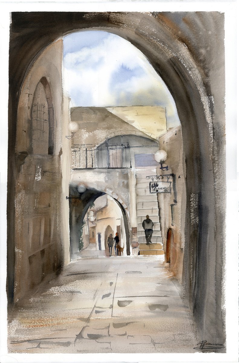 Jaffa Archway Watercolour: Olga Tchefranov (Shefranov) | Artfinder