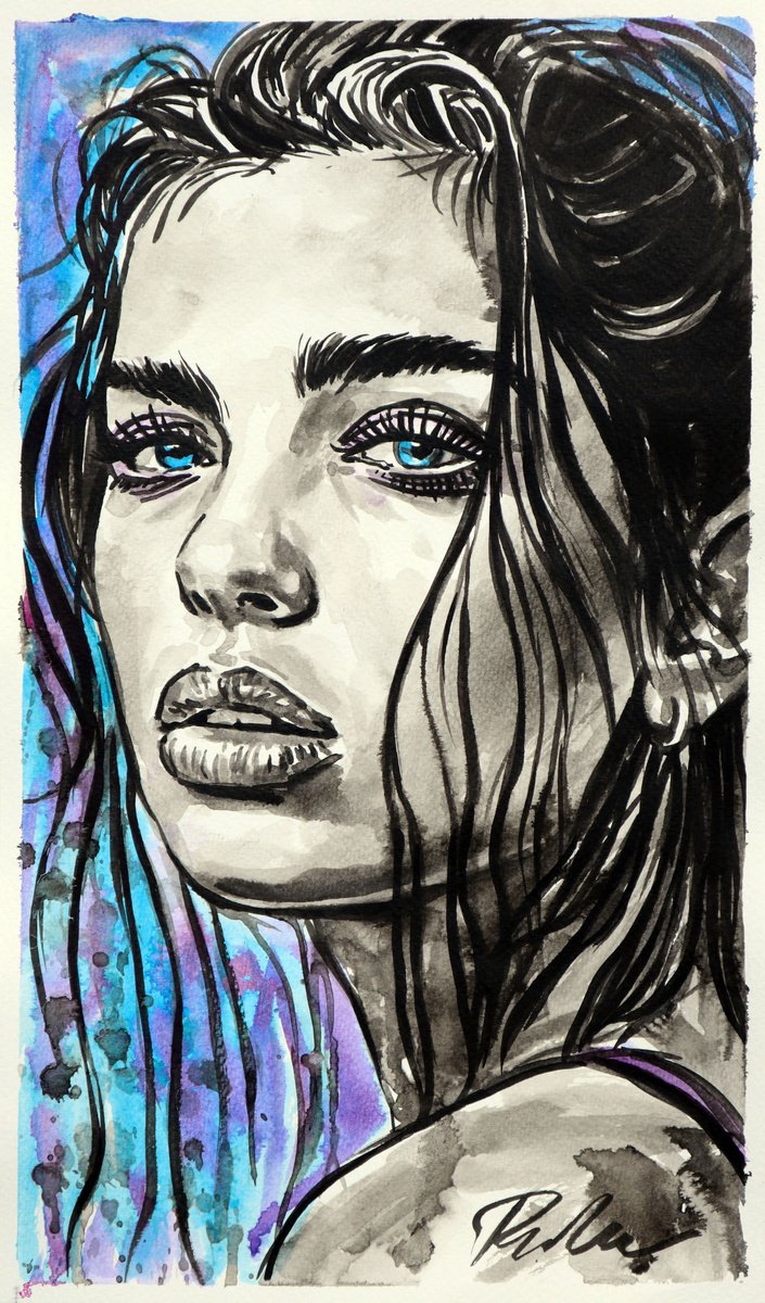 Ocean Girl Ink drawing: Tashe | Artfinder