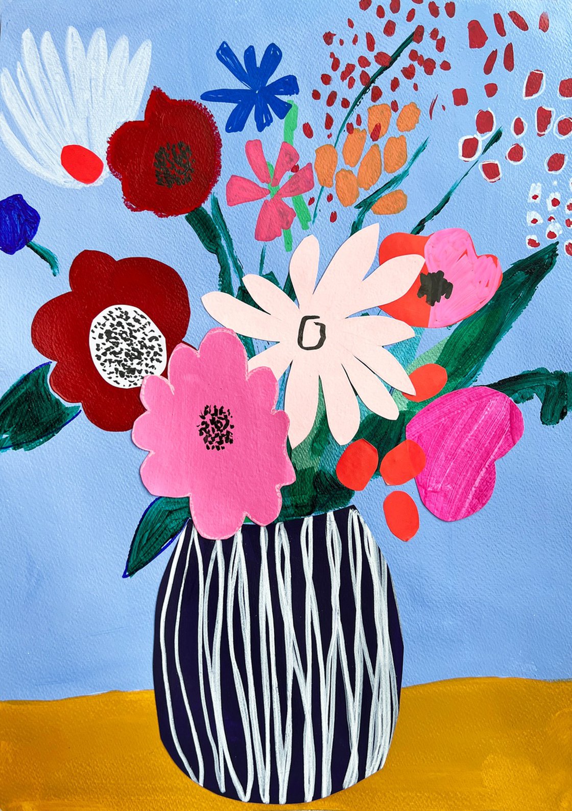 Original Collage - Bold Colorful Flowers by Sasha Robinson