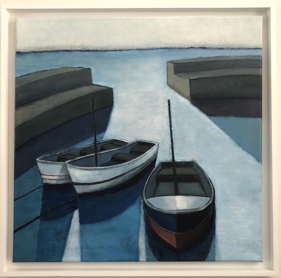 Morning Harbour Boats Oil painting by Nigel Sharman | Artfinder