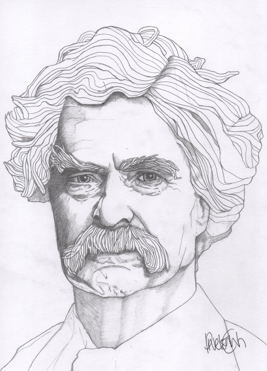 Mark Twain Portrait Drawing Pencil drawing: Paul Nelson-Esch | Artfinder