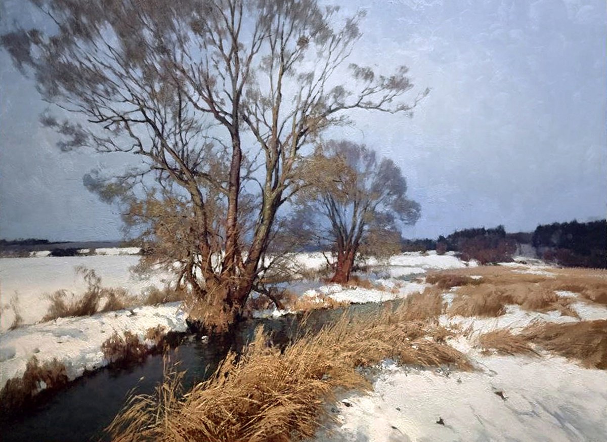 Thaw on Spring River Oil painting: Yuri Pryadko | Artfinder