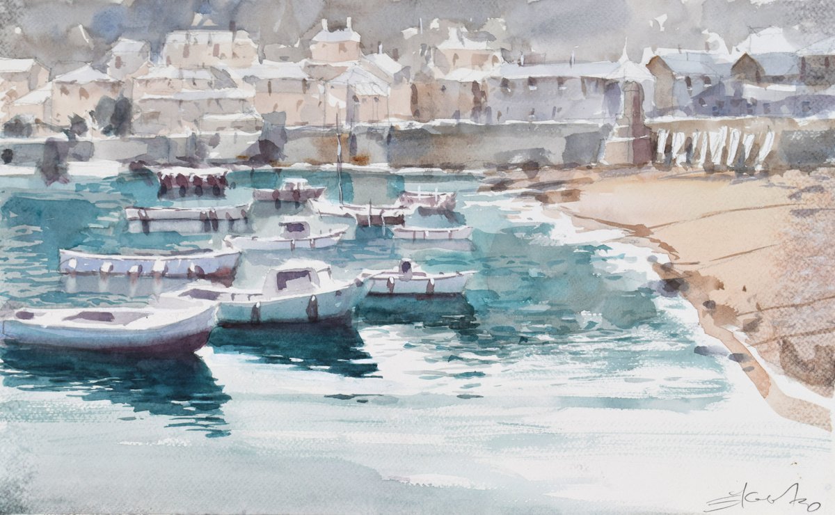 Harbour Village Polperro , Cornwall Watercolour: Goran Žigolić ...