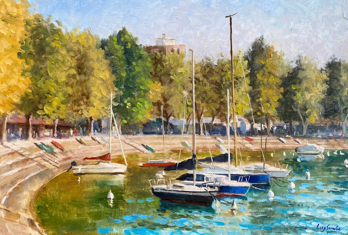 Italian Landscape - Lecco, Comer Lake #2 Oil painting: Ling Strube ...
